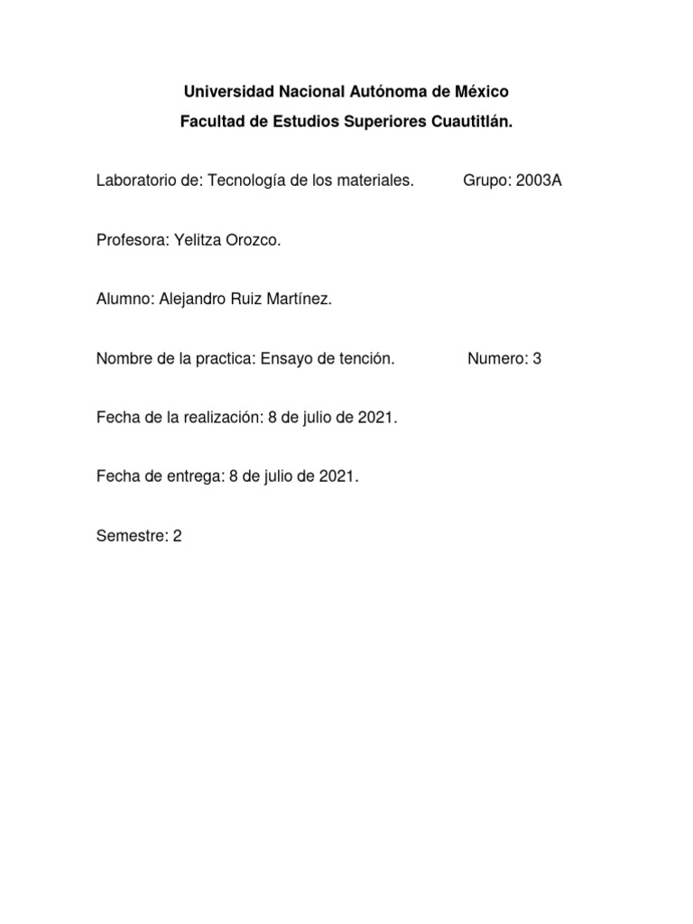 Practica 4 Tec, Materiales | PDF | Deformación (ingeniería) | Estrés (Mecánica)