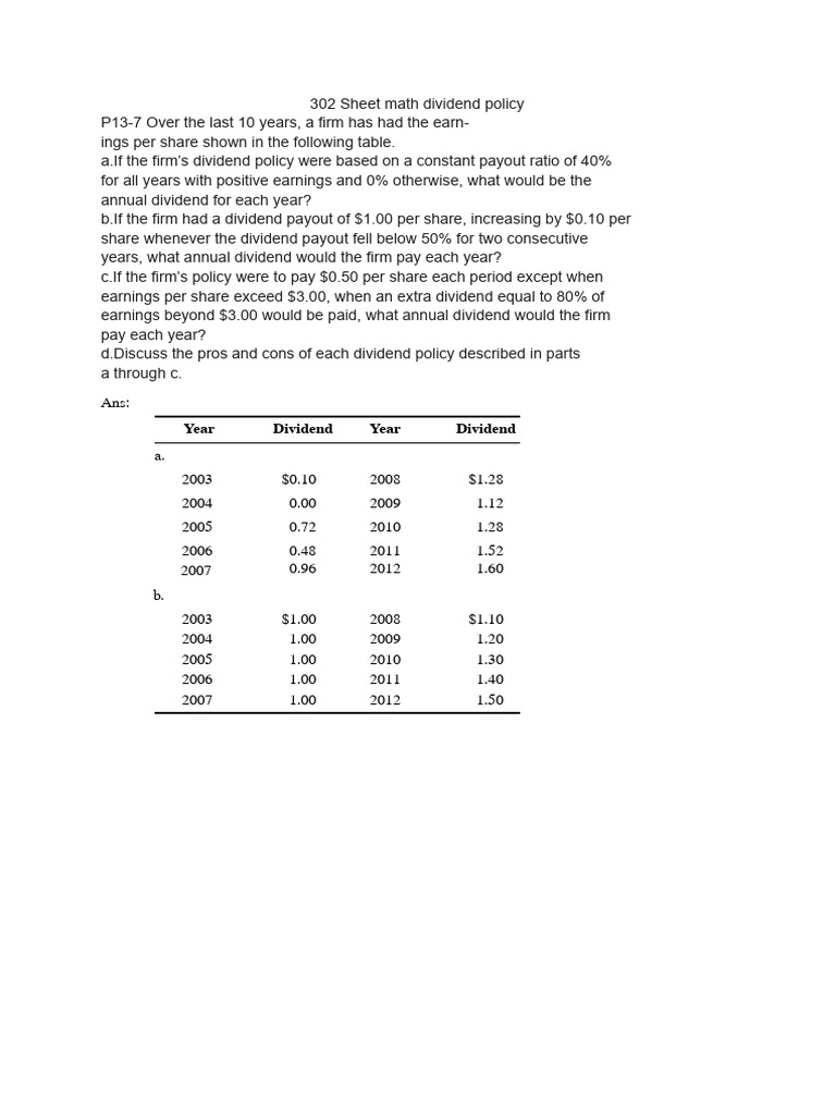 302 Sheet Math | PDF | Stocks | Dividend