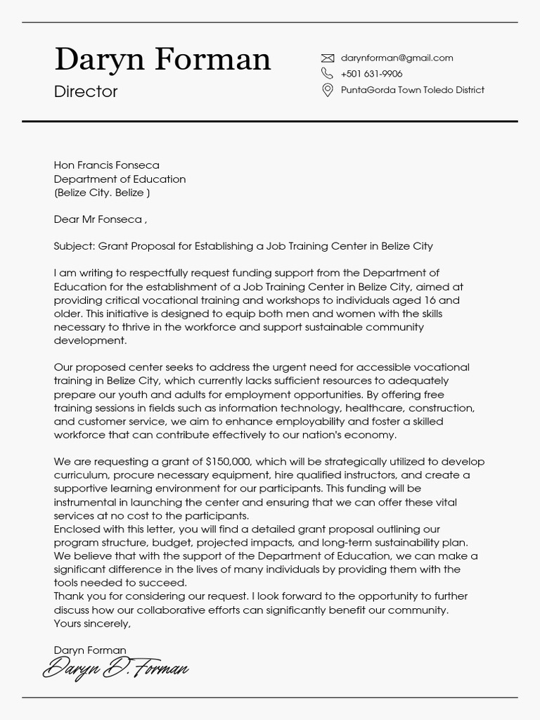 Black and White Simple Minimalist Job Cover Letter | PDF