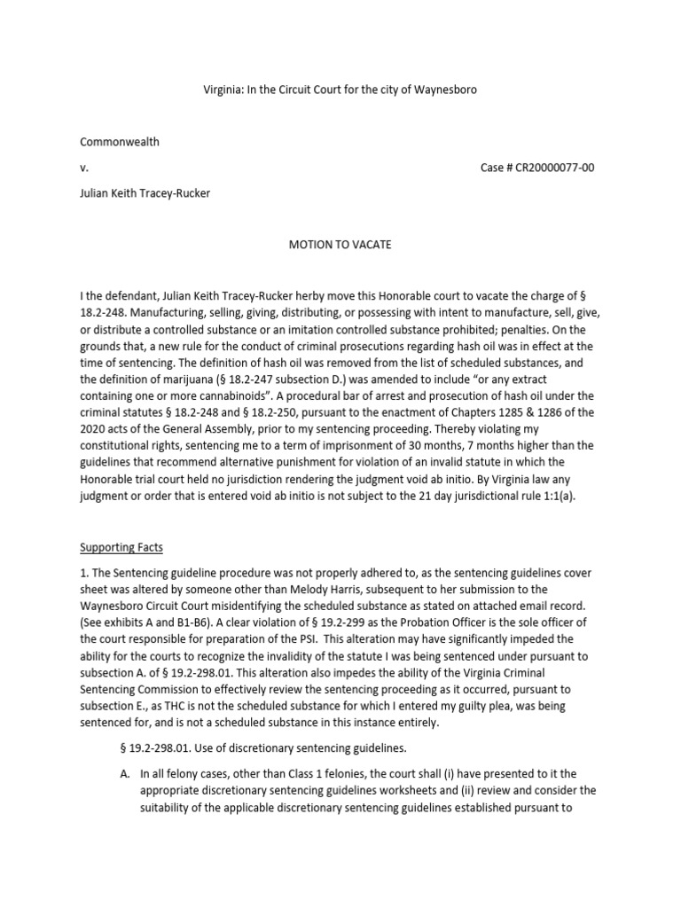 Motion to Vacate | PDF | Burden Of Proof (Law) | Statutory Interpretation