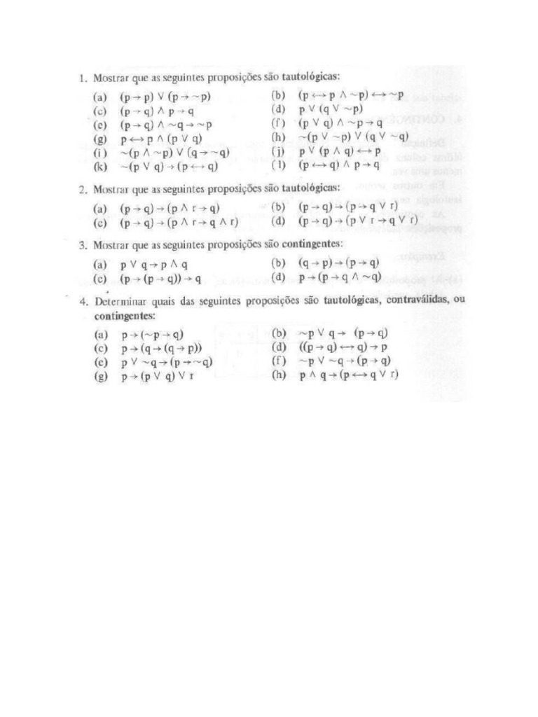 Lista de Exerc-cios 3 - L-gica | PDF