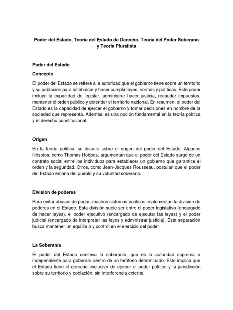 Teorías del Poder y del Estado | PDF | Estado (política) | Soberanía