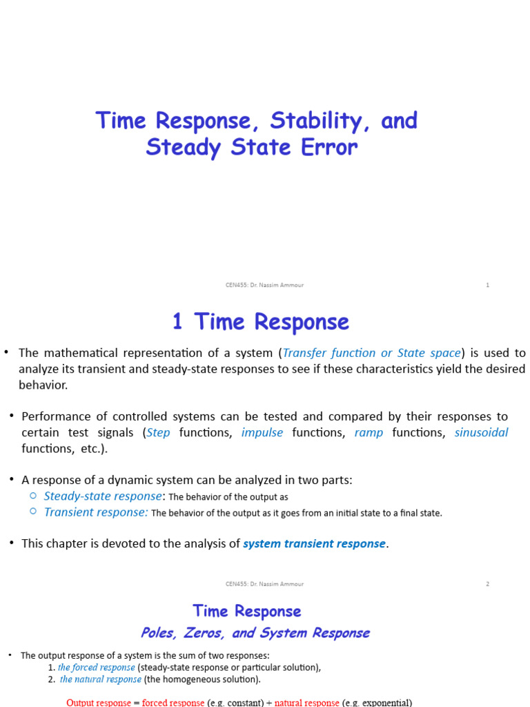3 Time Response Stability and Steady State Error | PDF | Damping | Applied Mathematics