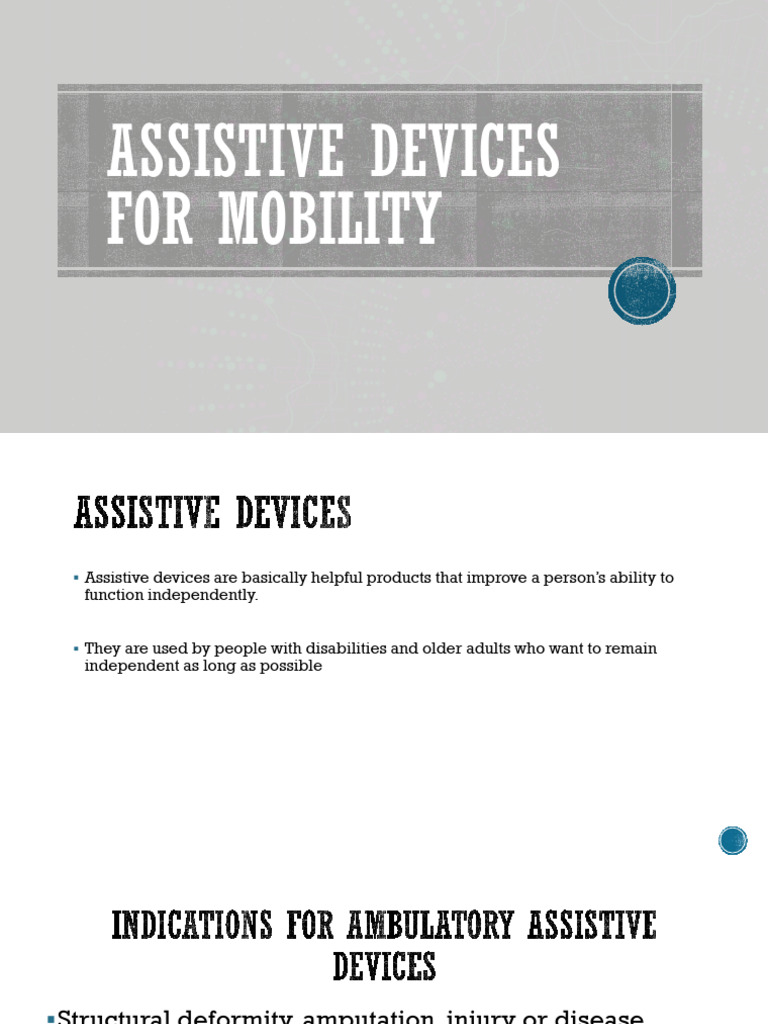 Ambulatory Assistive Devices Guide | PDF | Patient | Nursing