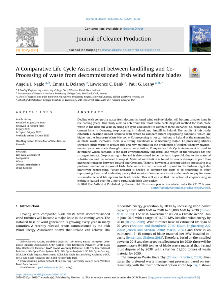 1 s2.0 S0959652620333667 Mainjj | PDF | Life Cycle Assessment | Waste ...