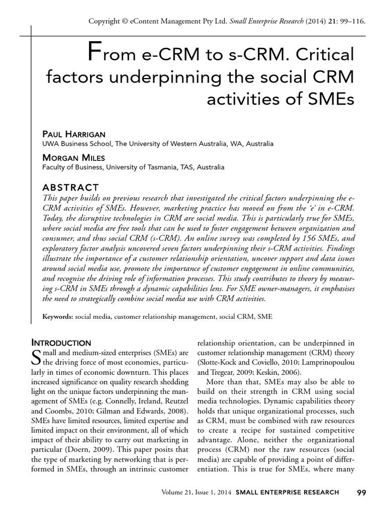 From e-CRM To s-CRM. Critical | PDF | Customer Relationship Management ...