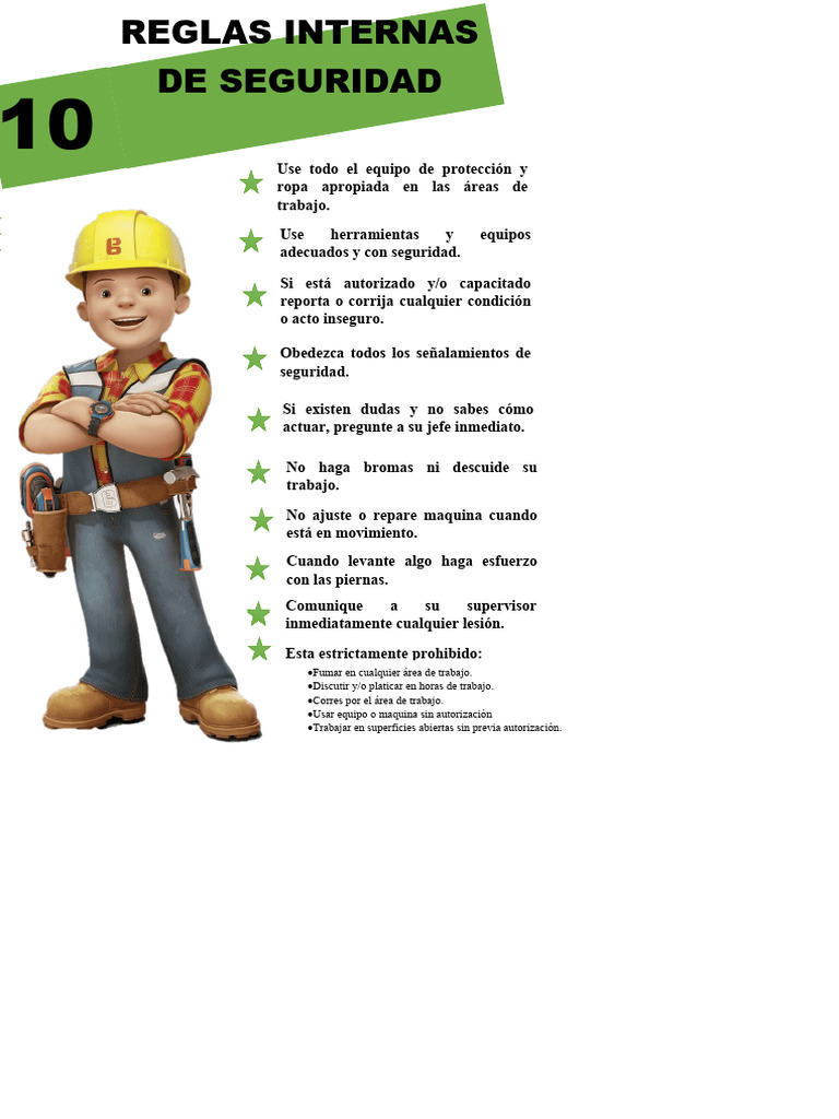Reglas de Seguridad en el Trabajo | PDF