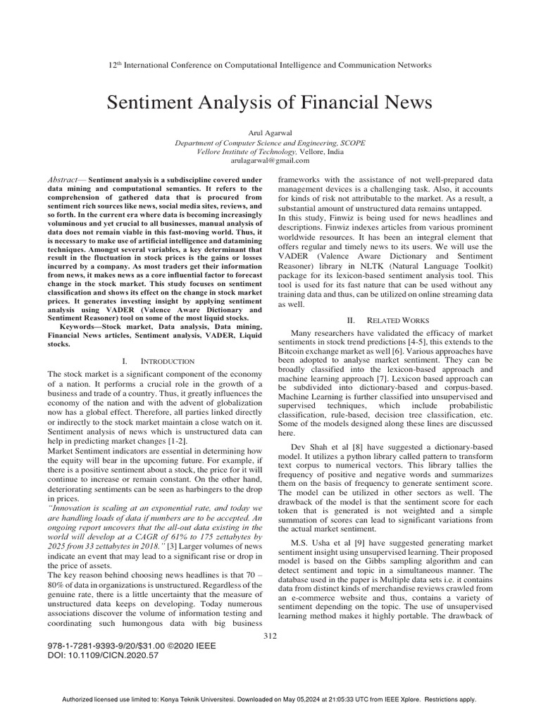 Sentiment Analysis of Financial News | PDF | Machine Learning | Data
