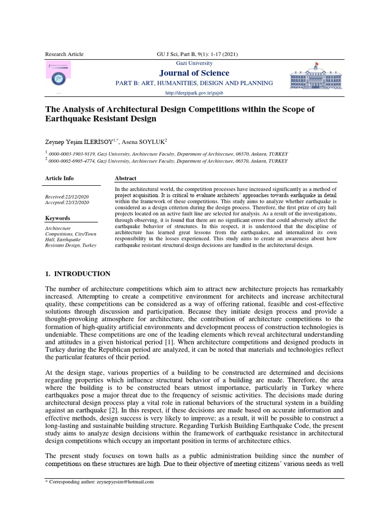 The Analysis of Architectural Design Competitions Within The Scope of ...