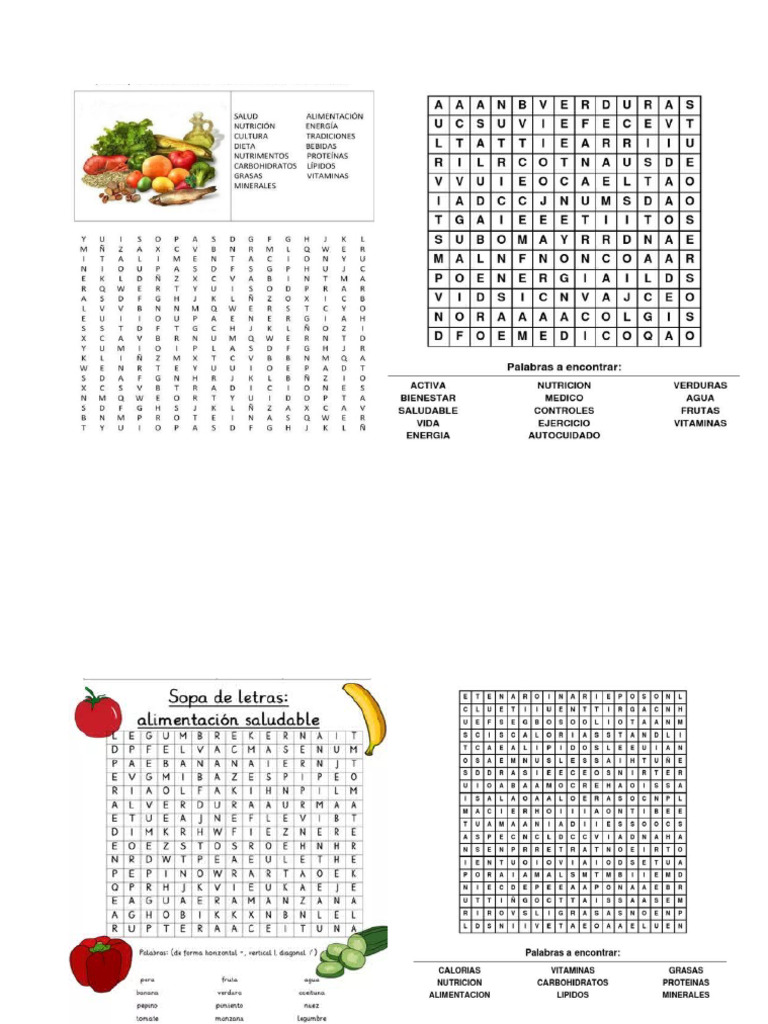 Sopa de Letras Alimentos | PDF