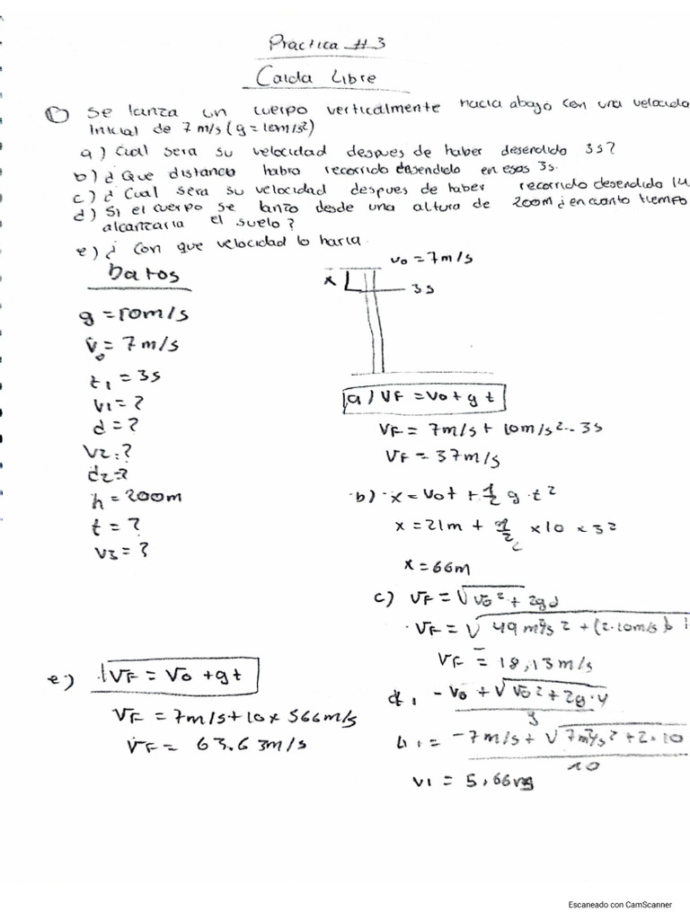tarea caida libre | PDF
