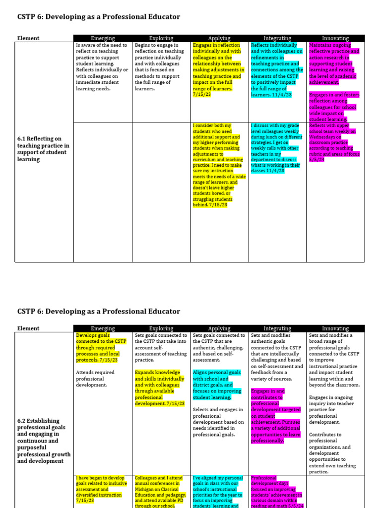 CSTP 6 Chaput 7 15 2023 | PDF | Teachers | Learning