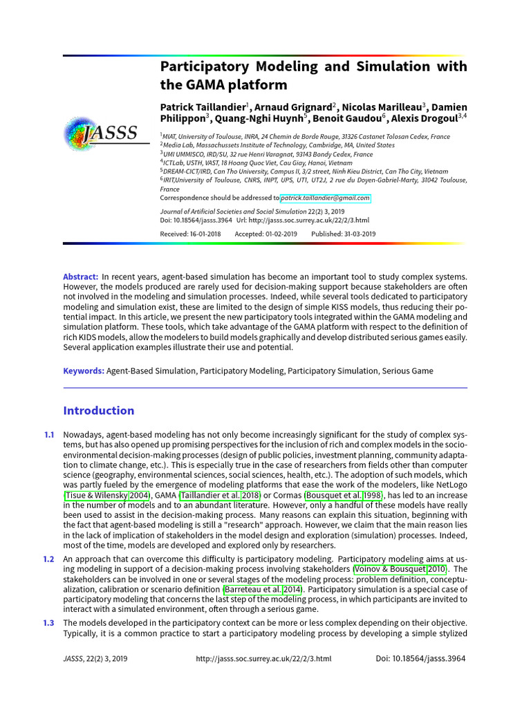Participatory Modeling with GAMA Platform | PDF | Conceptual Model ...