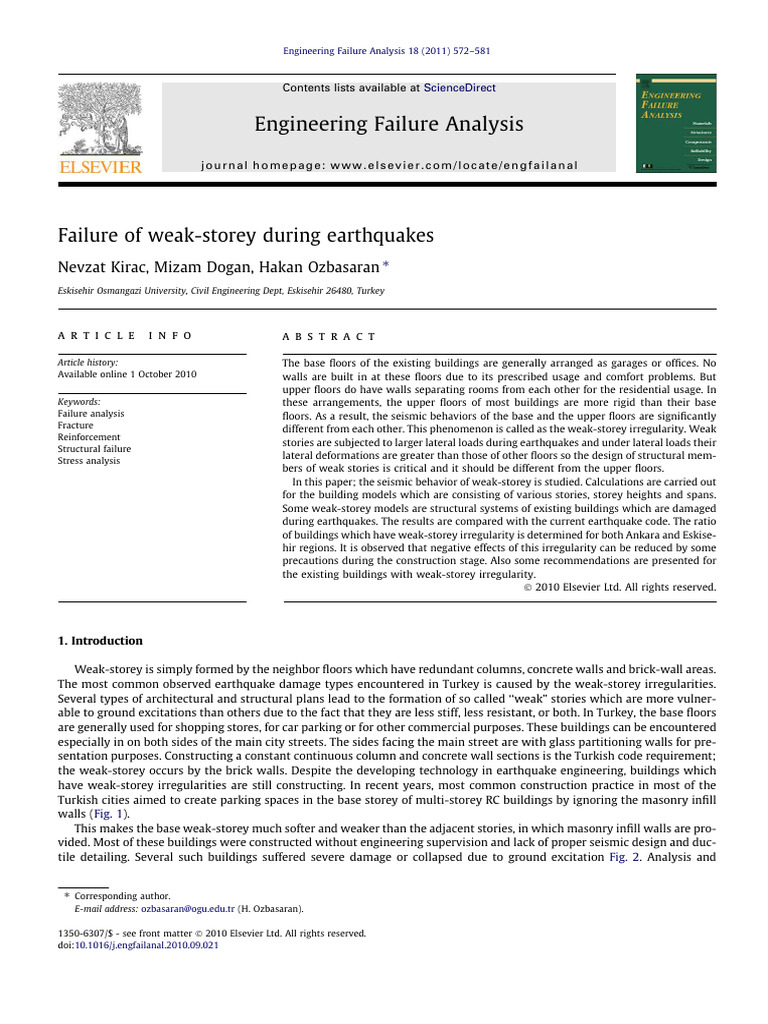 Failure of Weak Storey During Earthquake | PDF | Beam (Structure ...