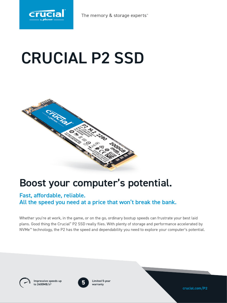 Crucial P2 Productflyer Consumer | PDF | Solid State Drive | Computer Data Storage