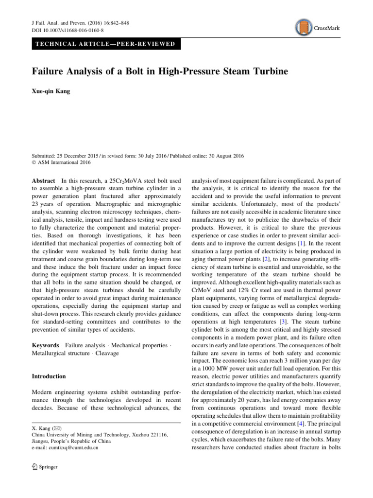 Kang2016 Article FailureAnalysisOfABoltInHigh-P | PDF | Fracture ...