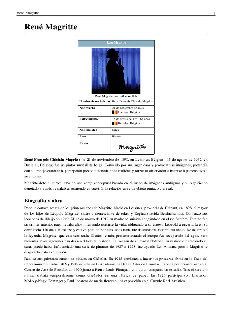 René Magritte | PDF | Movimientos de arte | Modernismo