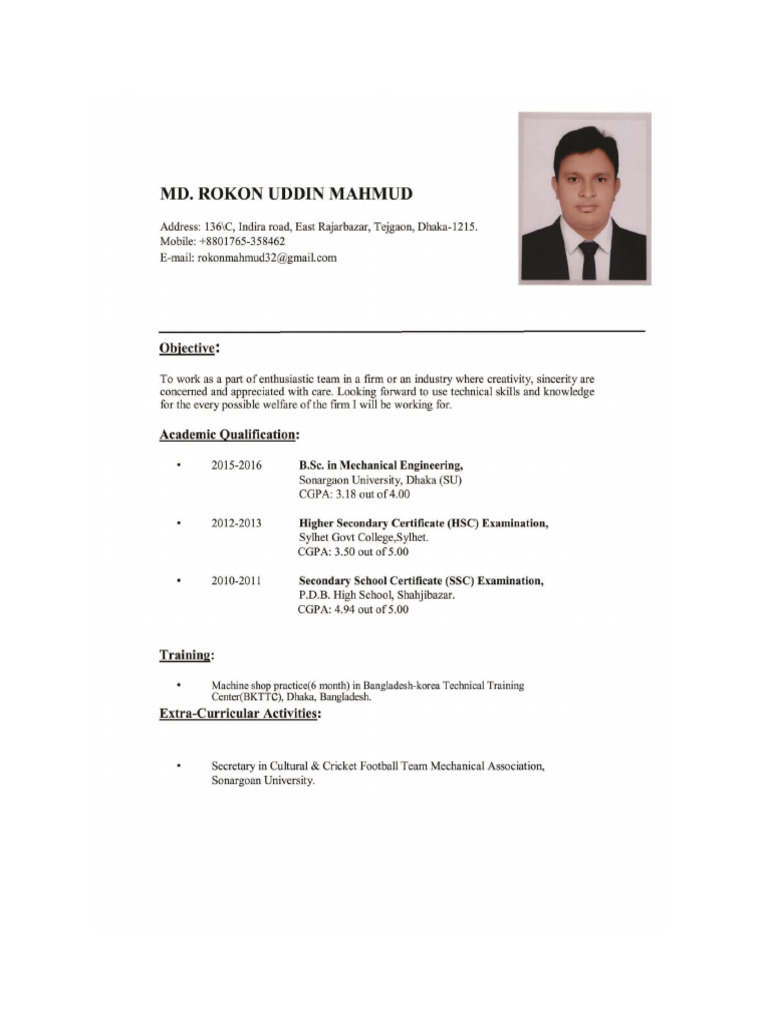 CV of MD - Rokon Uddin Mahmud | PDF