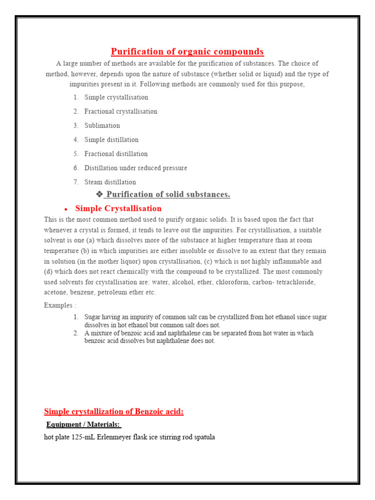 Crystallization Methods for Purifying Solids | PDF | Distillation ...