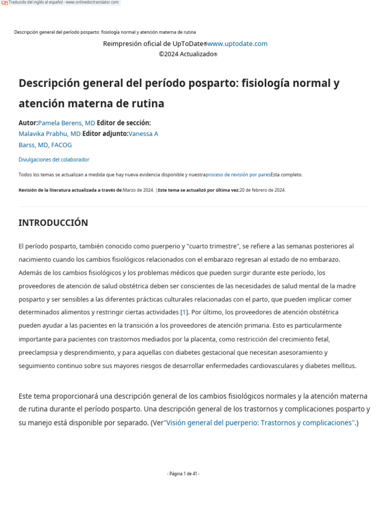 Overview of the Postpartum Period Normal Physiology and Routine ...