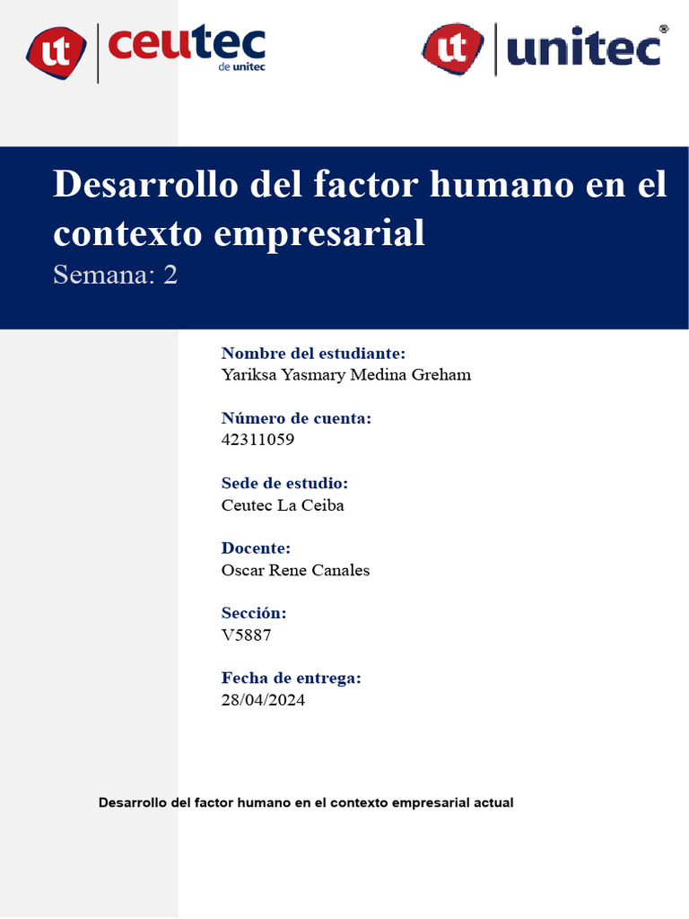 S2, Tarea 2,2 Desarrollo Del Factor Humano en El Contexto Empresarial | PDF | Gestión de ...