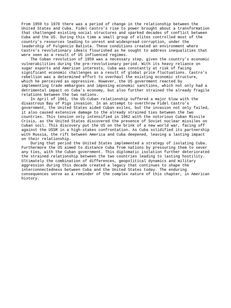 History SBA Body | PDF | Cuba | Fidel Castro