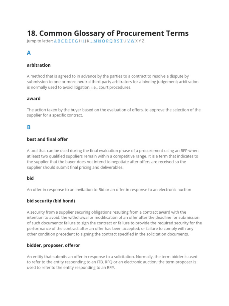 PROCUREMENT Glossary | PDF | Procurement | Business