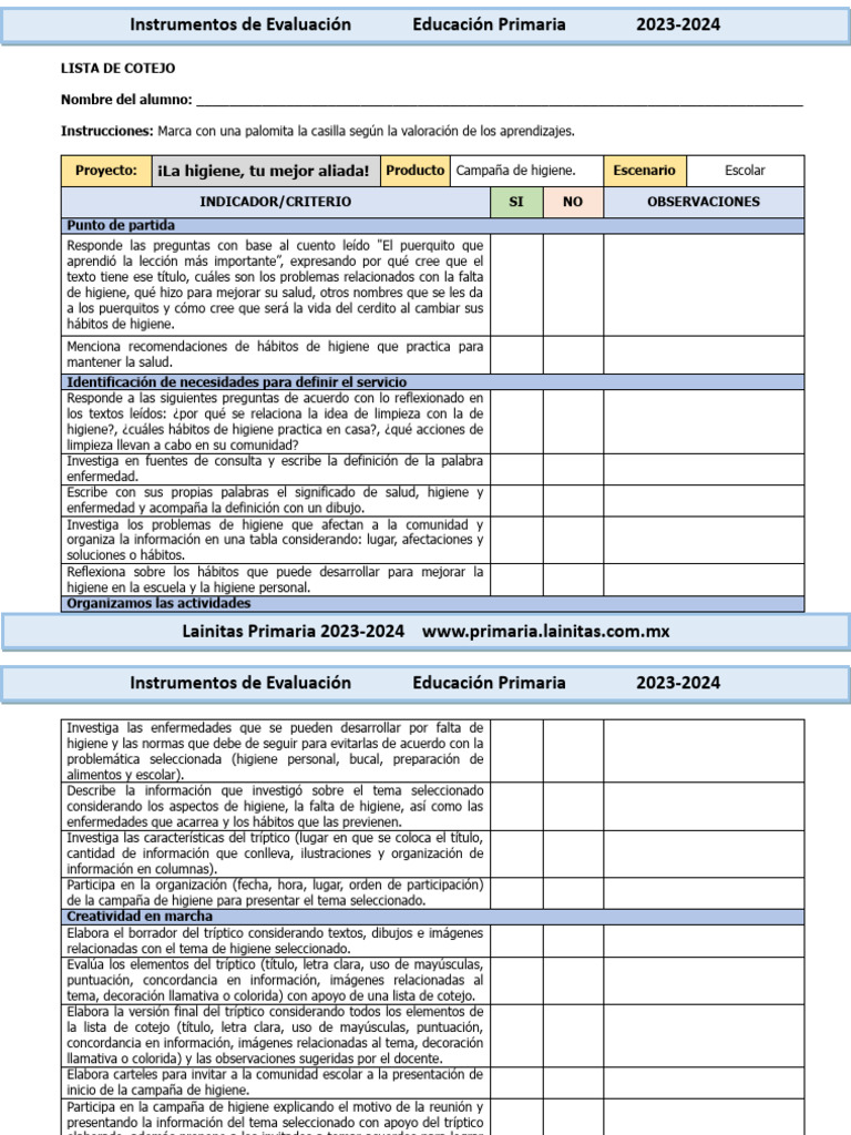 4to Grado Mayo - Instrumentos de Evaluación (2023-2024) | PDF | Alimentos | Evaluación