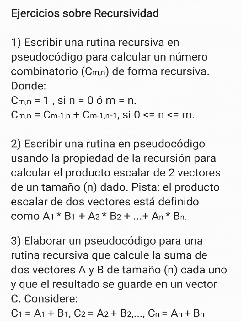 Ejercicios de Recursividad | PDF