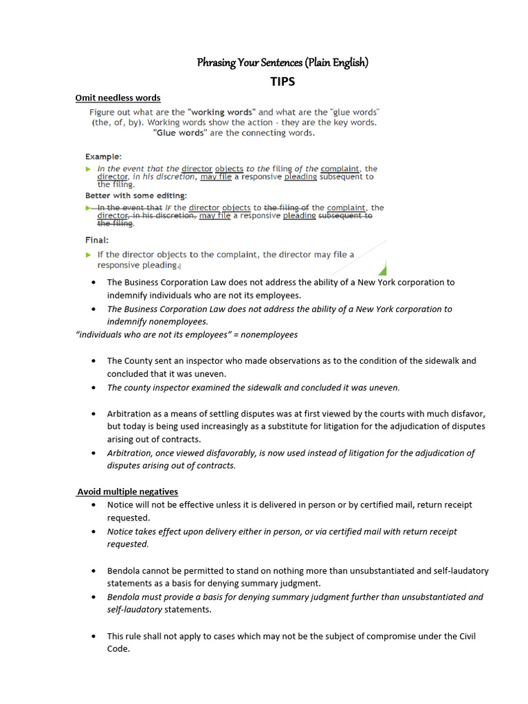 Phrasing Your Sentences - TIPS | PDF | Probation | Subject (Grammar)