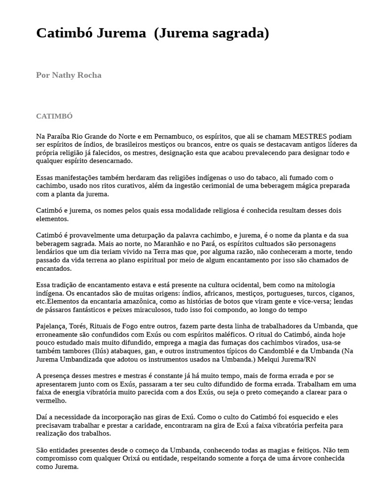 Catimbó Jurema (Jurema Sagrada) - Nathy Rocha - html-1 | PDF ...