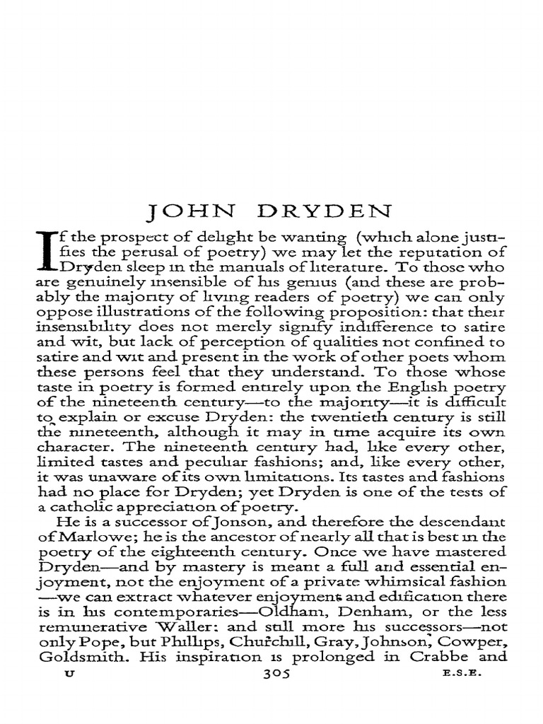 Understanding John Dryden's Poetry | PDF | Poetry | John Dryden