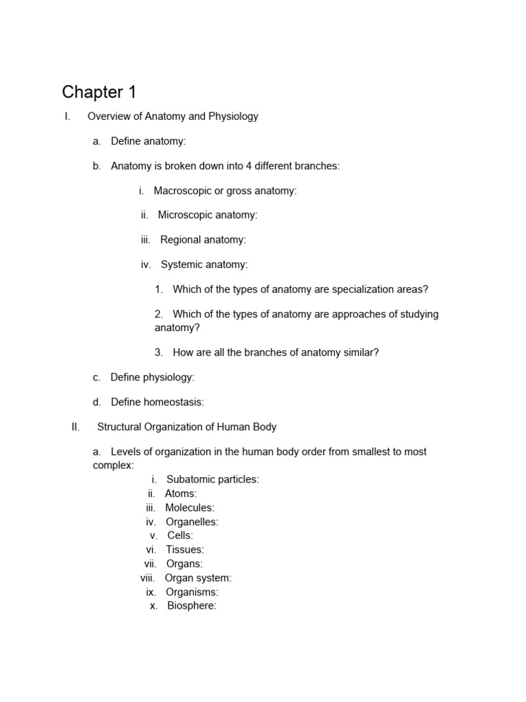 Chapter 1 Guided Notes | PDF | Human Body | Anatomy