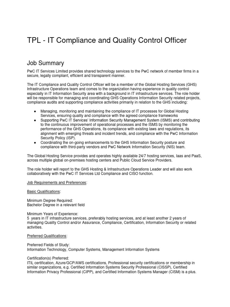 PWC - Compliance and Quality Control | PDF | Information Security ...