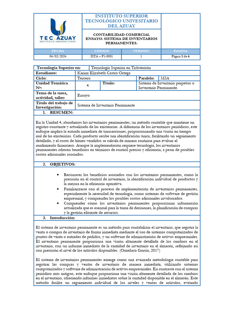 Sistema de Inventario Permanente: Ventajas y Uso | PDF | Contabilidad ...