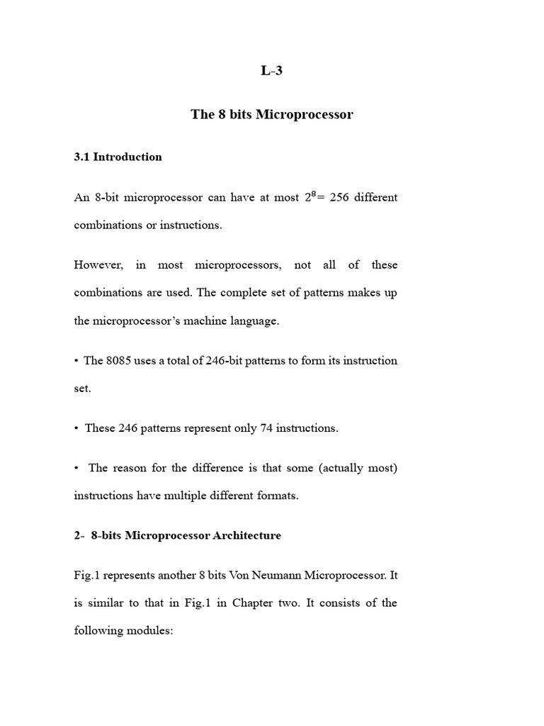Overview of 8-bit Microprocessor Architecture | PDF | Central Processing Unit | Computer ...