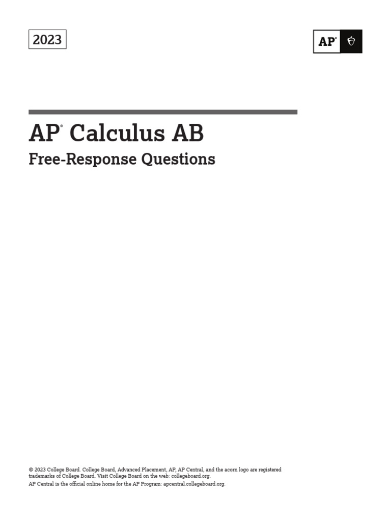 Ap23 FRQ Calculus Ab | PDF | Advanced Placement | Calculus