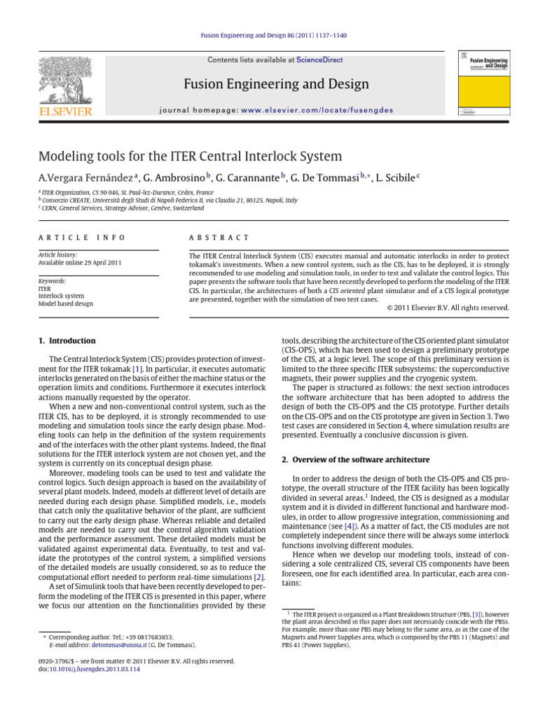 Modeling Tools For The ITER Central Interlock System | PDF | Inductor | System