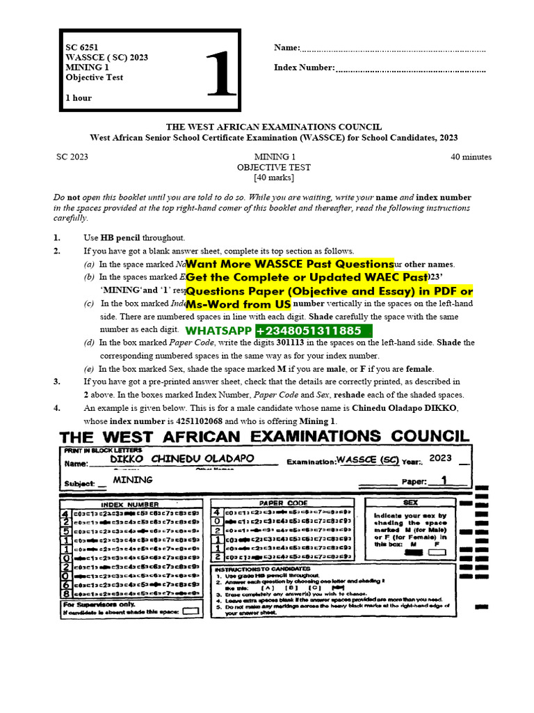 WAEC Mining Past Questions and Answers PDF | PDF