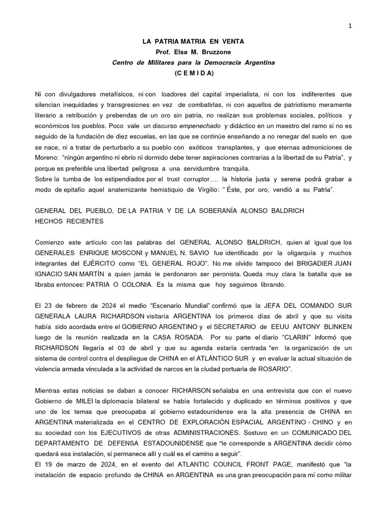 Elsa Bruzzone. La Patria Está en Venta | PDF | China | Política mundial