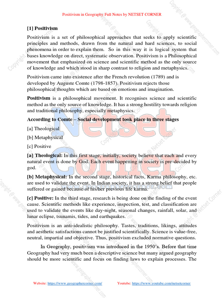 Positivism in Geography Overview | PDF | Positivism | Science