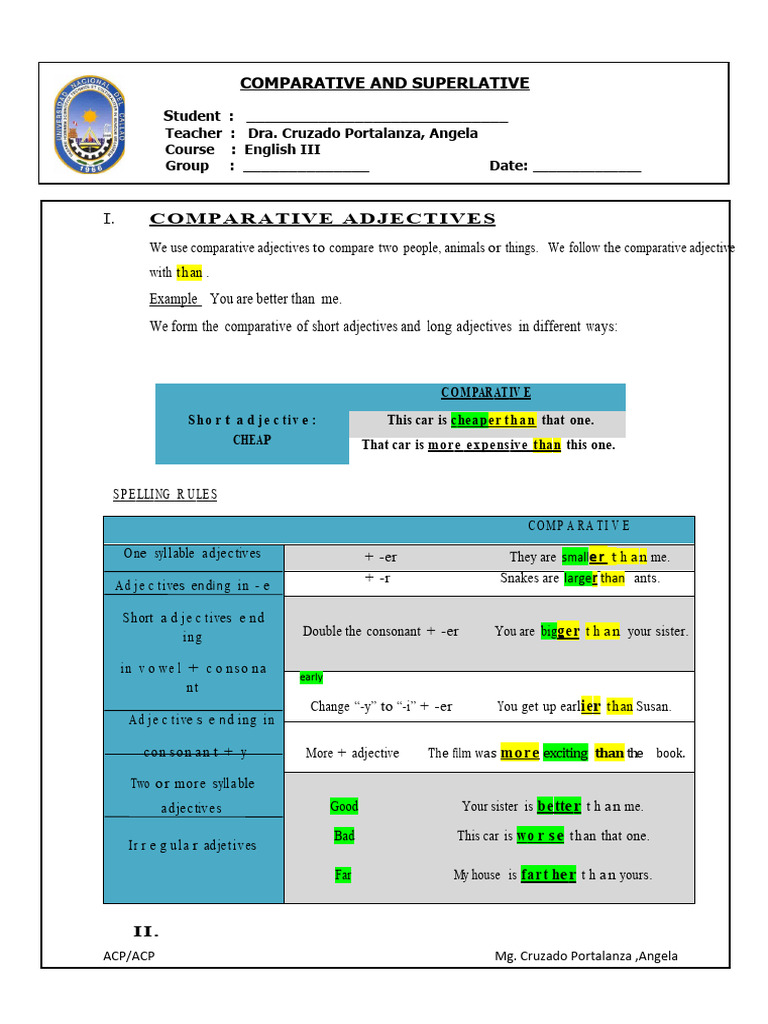 THEORY Comparative - Superlative Class | PDF | Linguistic Morphology ...