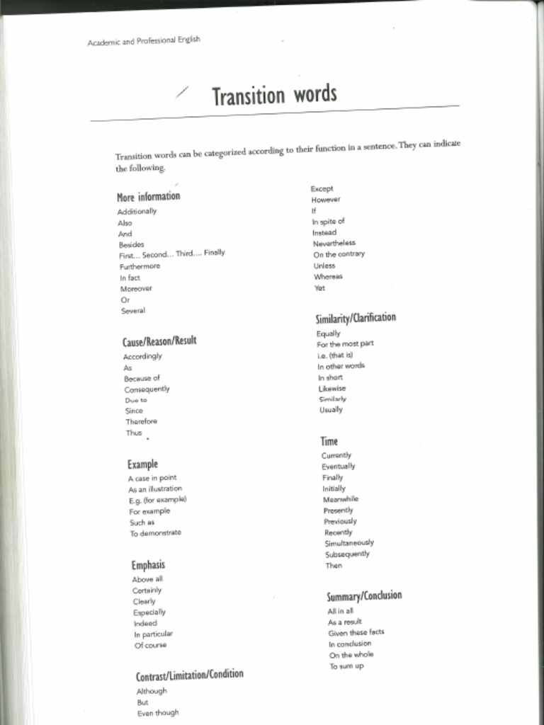 Transition Words | PDF