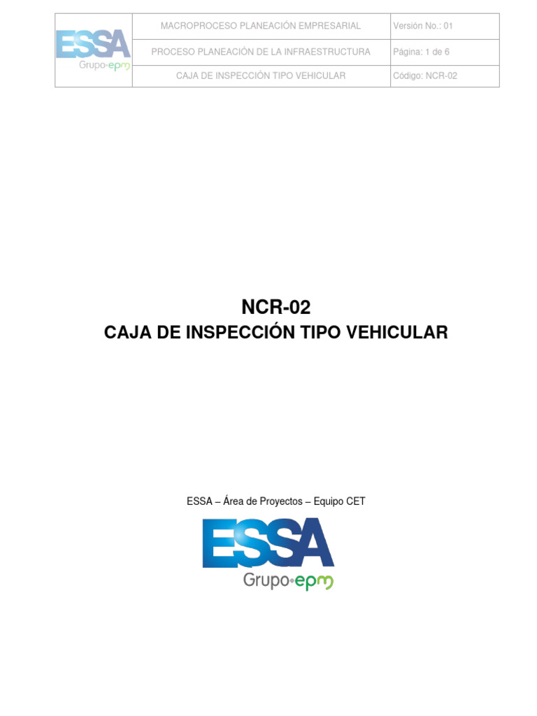 NCR 02 Caja de Inspeccion Tipo Vehicular | PDF