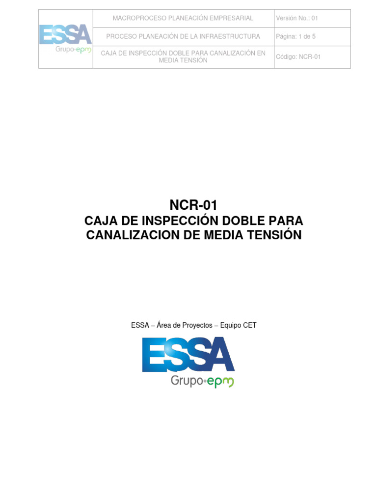 Ncr 01 Caja de Inspeccion Doble Para Canalizacion en Mt | PDF