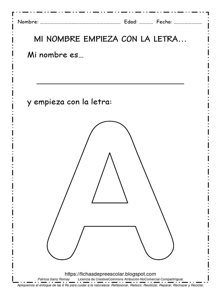 FDP Mi Nombre Empieza Con La Letra - Abecedario Completo A4 BN | PDF ...