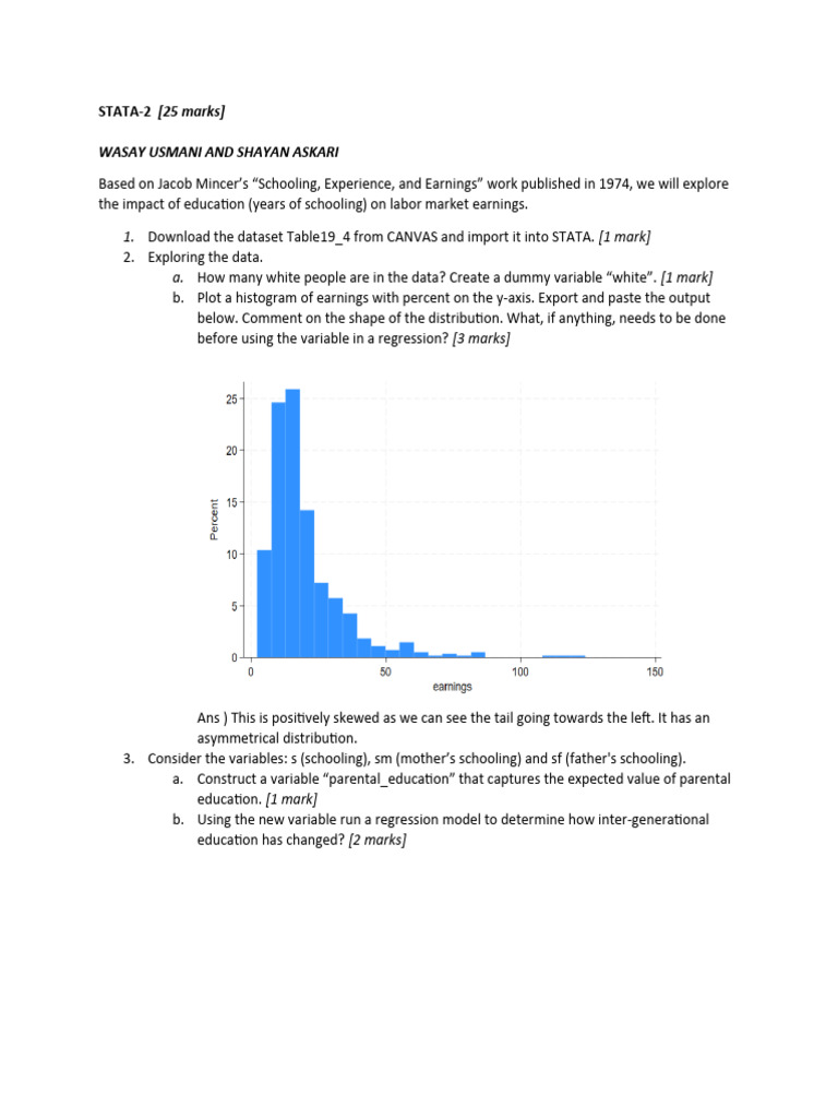STATA 2 Class | PDF | Multicollinearity | Regression Analysis