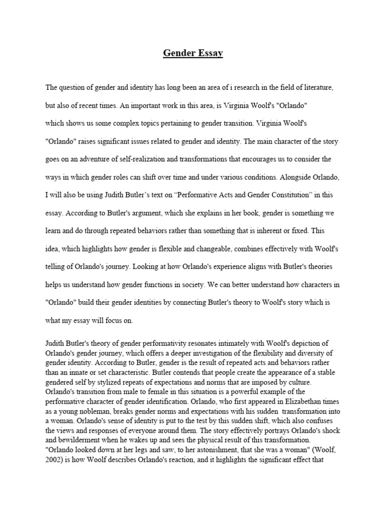Lit Gender Essay | PDF | Gender | Gender Studies