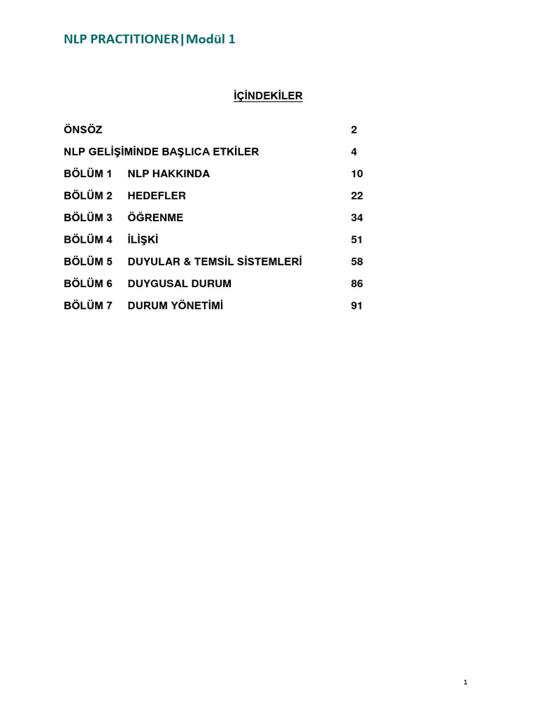 NLP - Temel Eğitim | PDF