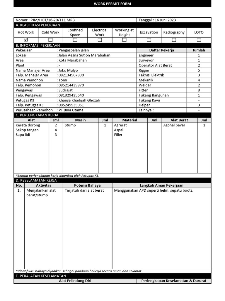 Form Work Permit | PDF